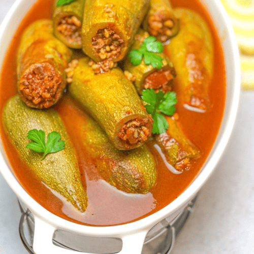 Lebanese Kousa Mahshi (Meat and Rice Stuffed Squash) - TasteGreatFoodie