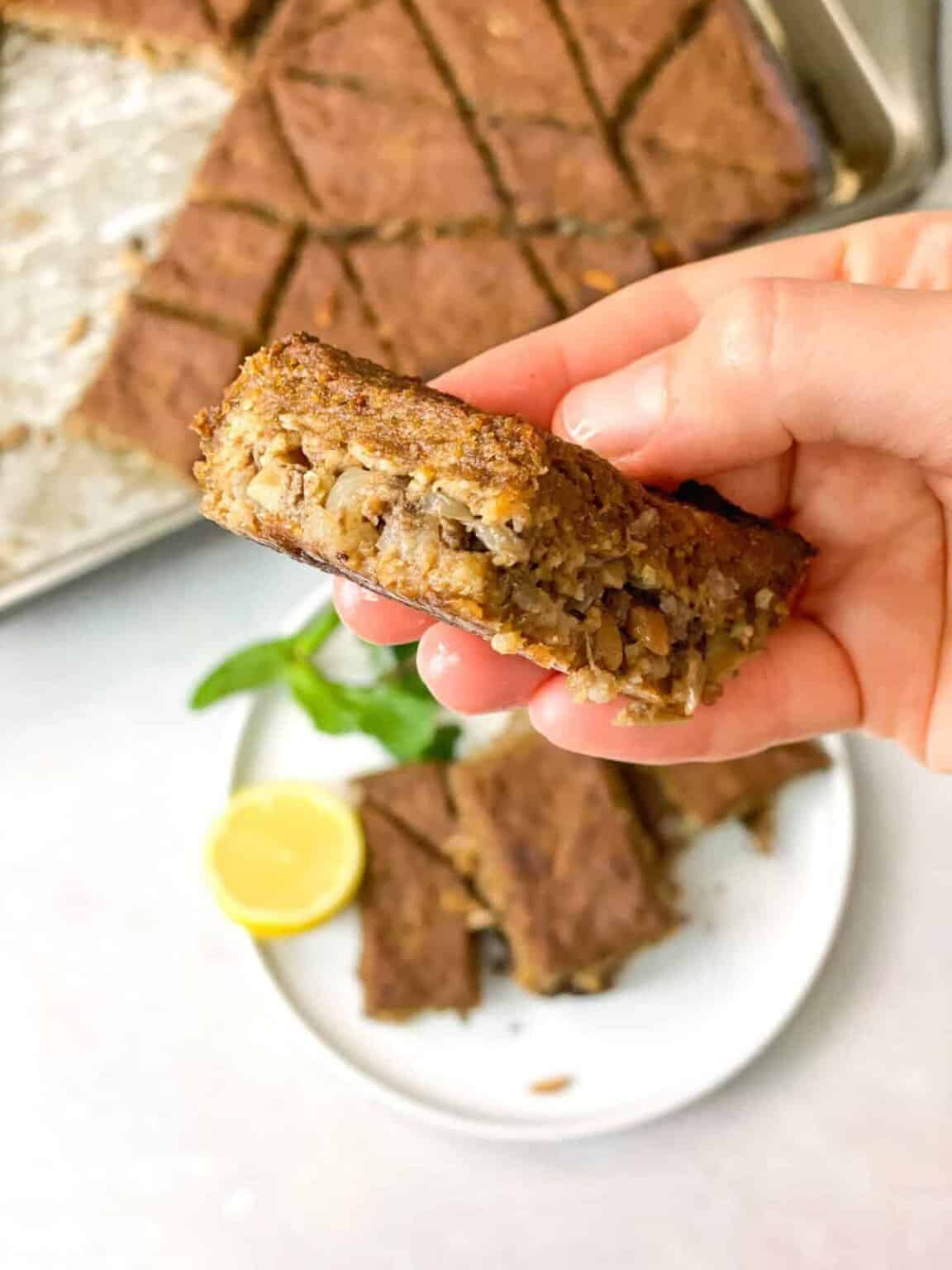 Kibbeh Bil Sanieh (Baked Kibbeh) - TasteGreatFoodie