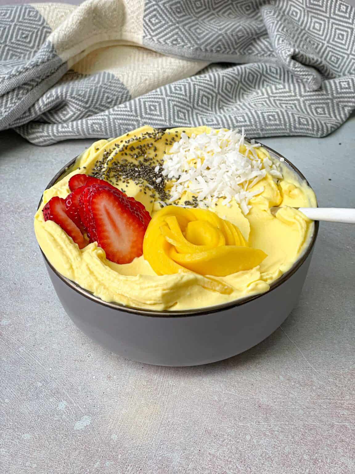5 Minute Blender Mango Ice Cream - TasteGreatFoodie