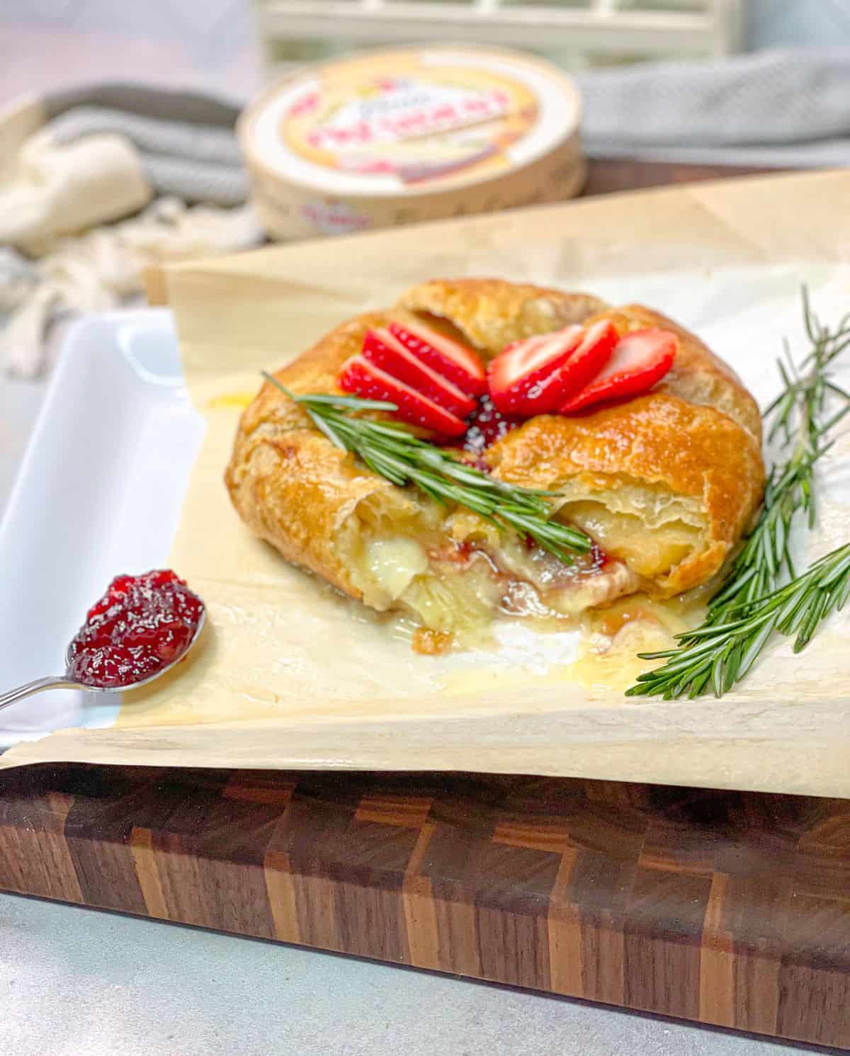 TasteGreatFoodie - Strawberry Jam Baked Brie in Puff Pastry - Appetizers
