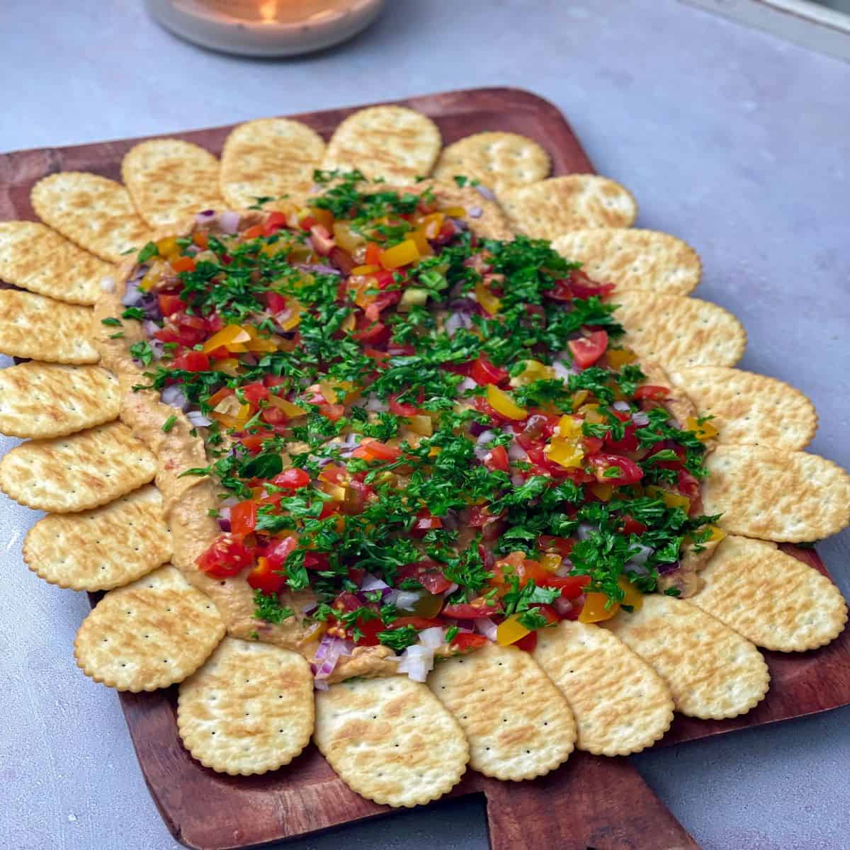 TasteGreatFoodie - Layered Hummus Veggie Dip Recipe - Dips