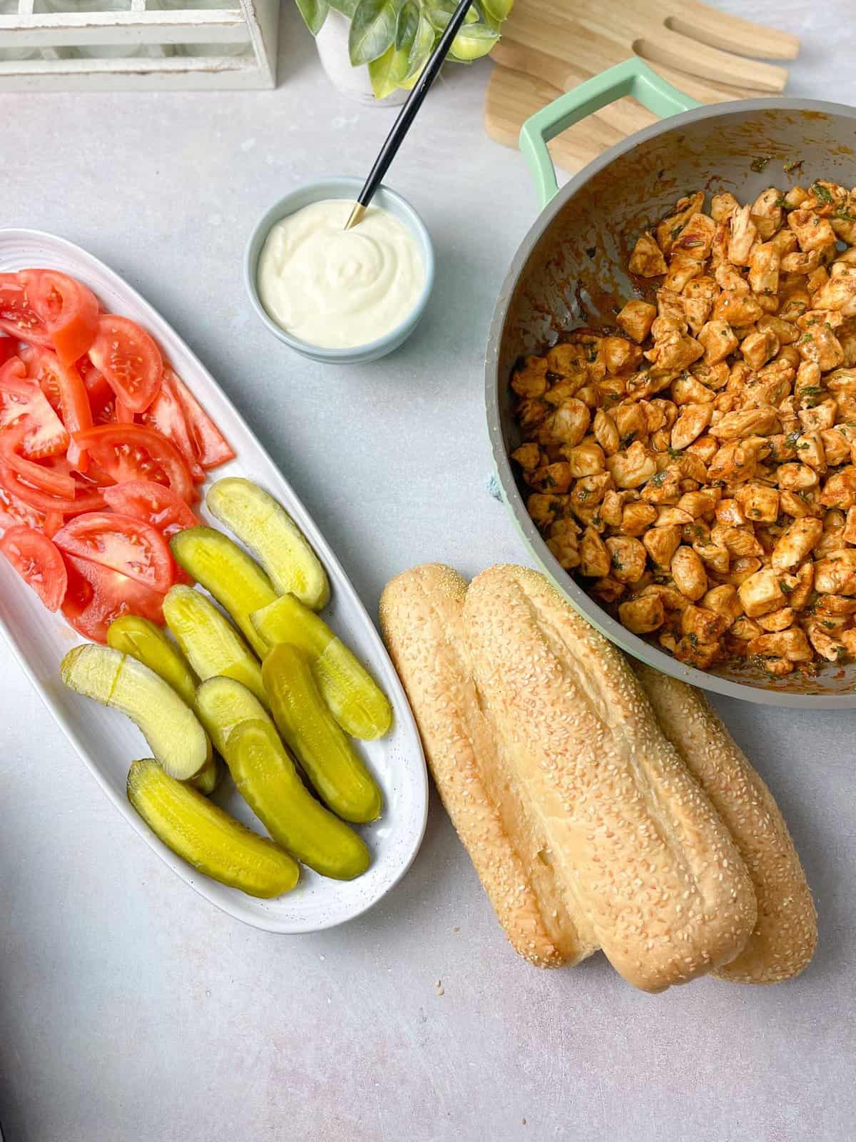 TasteGreatFoodie - Chicken Sub Sandwich with Garlic Aioli Sauce