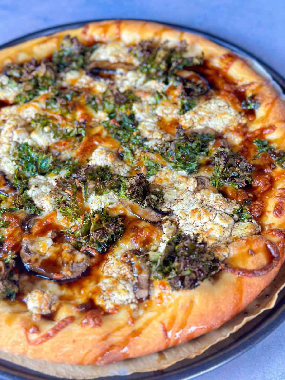 TasteGreatFoodie - Balsamic Goat Cheese Kale and Mushroom Pizza - Brunch