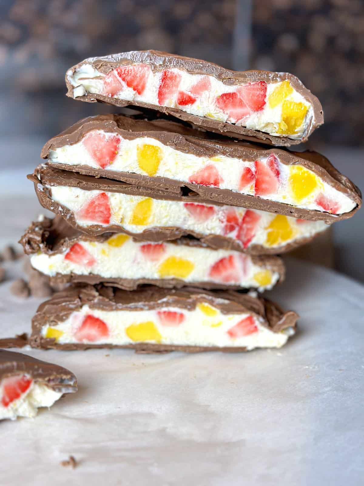 TasteGreatFoodie - Chocolate Covered Mango Strawberry Yogurt Bars ...