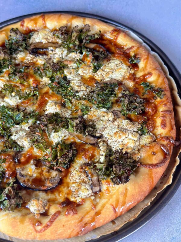 TasteGreatFoodie - Balsamic Goat Cheese Kale and Mushroom Pizza - Brunch